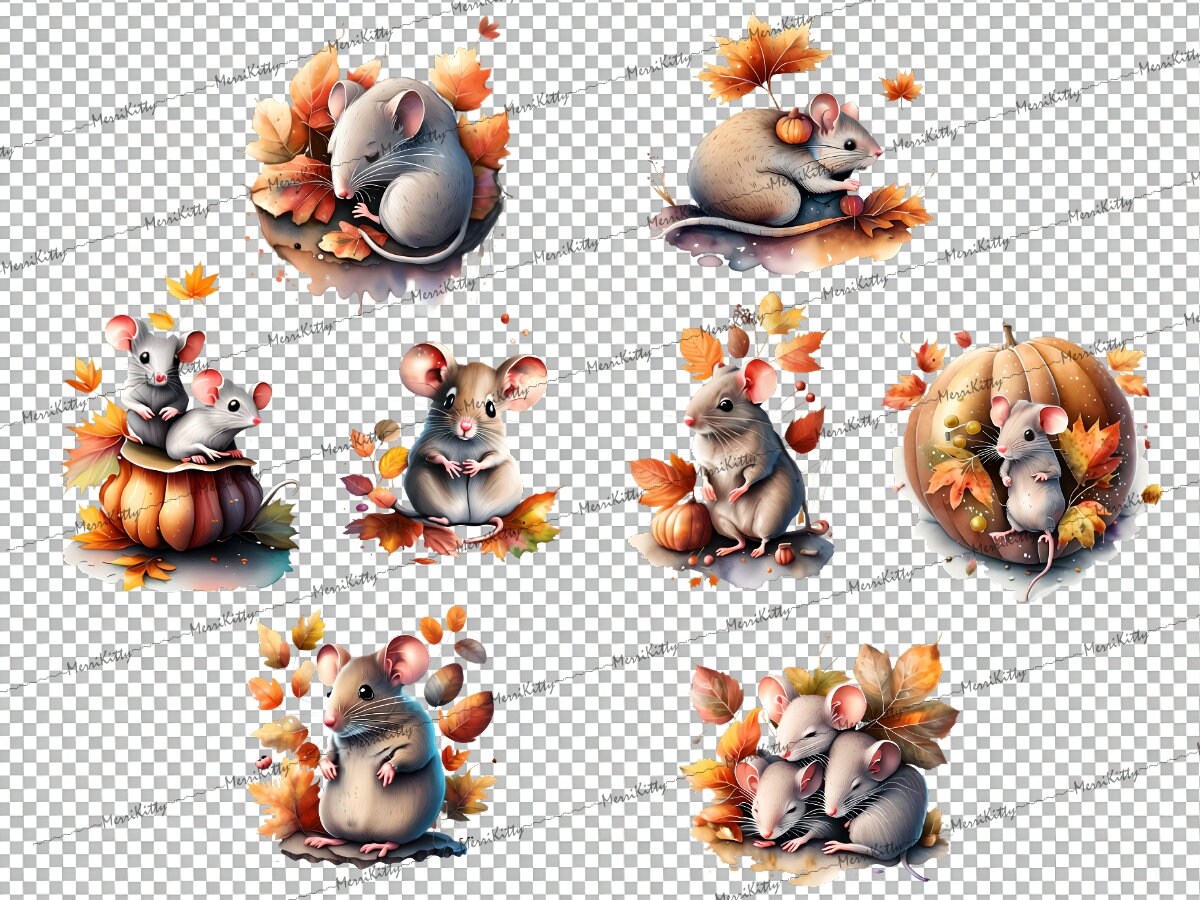 Autumn Mice Clipart SC95 18 Mice Graphic Images Downloadable Commercial ...