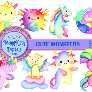 Cute Monster Clipart SC23 37 Rainbow Monsters Graphic Images Instant ...