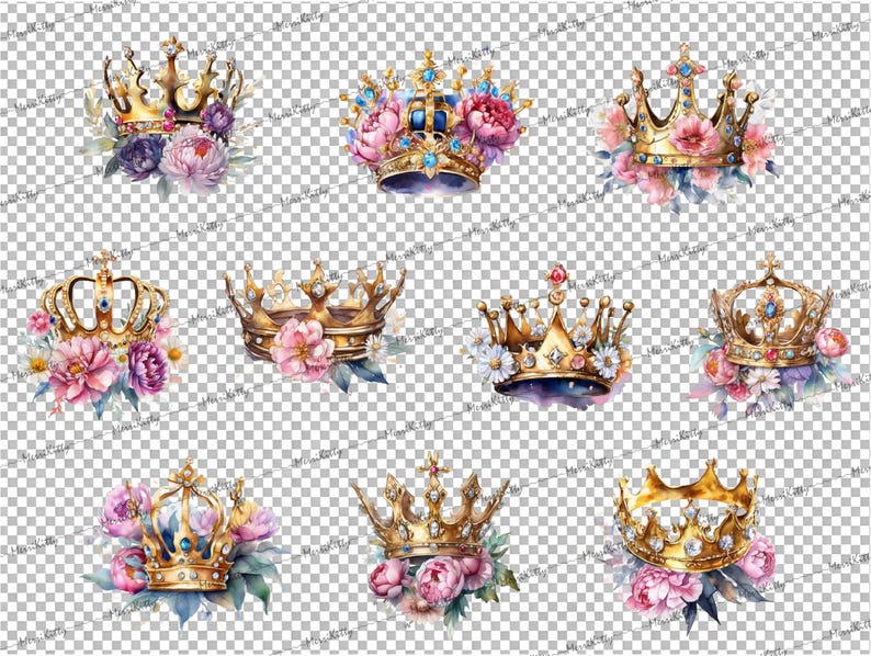 Floral Crowns Clipart SC54 23 Flower Crown Graphic Images Instant ...