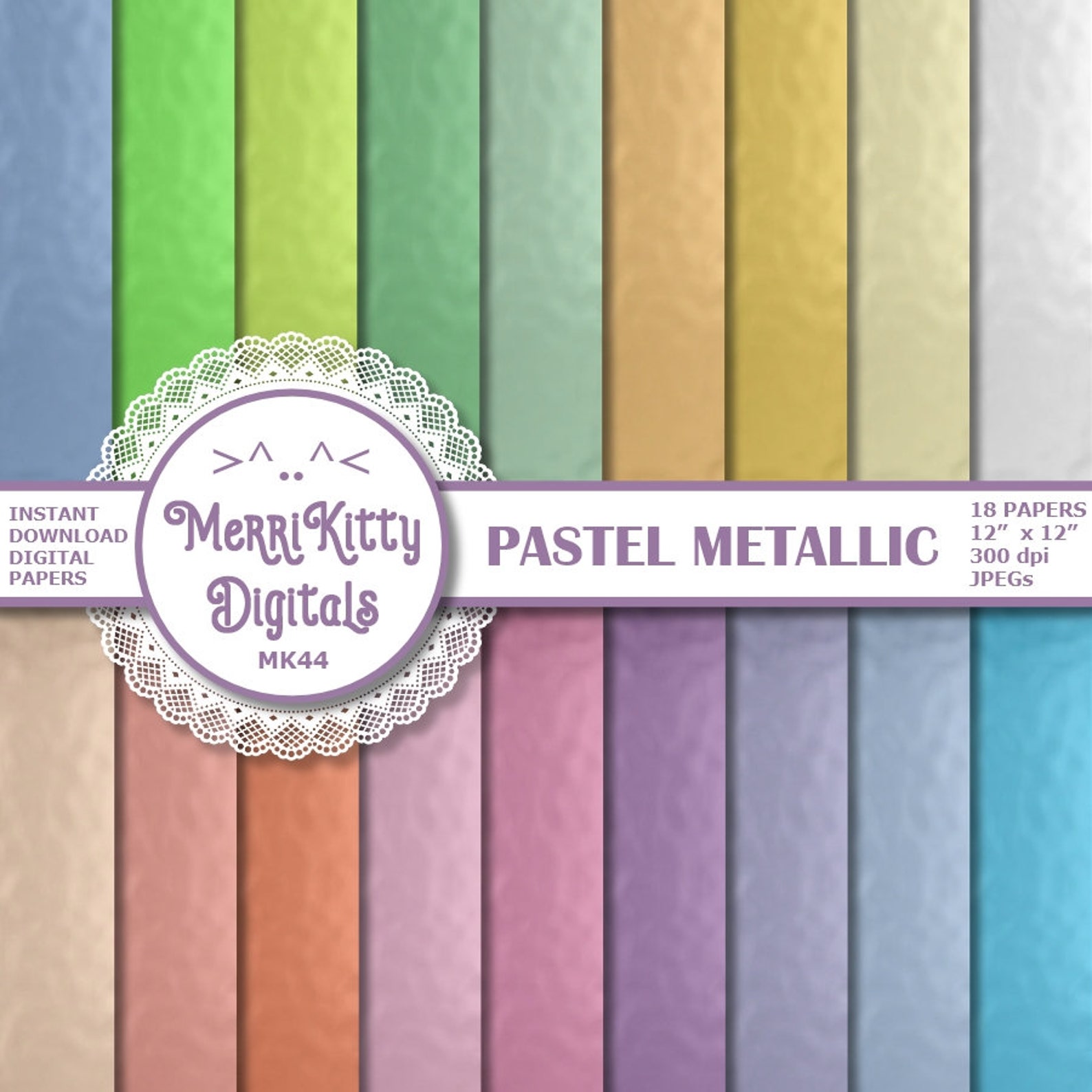 Pastel Metallic Digital Papers Instant Download Digital Scrapbook Paper ...
