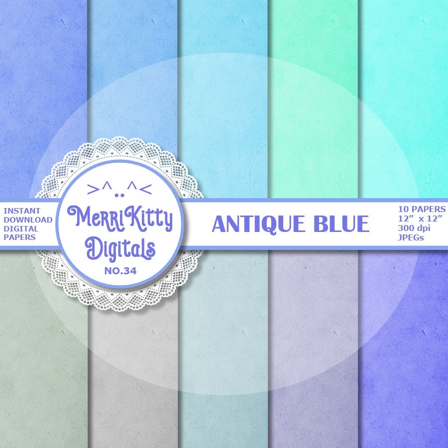 Antique Blue Textured Digital Papers INSTANT Download Vintage Digital ...