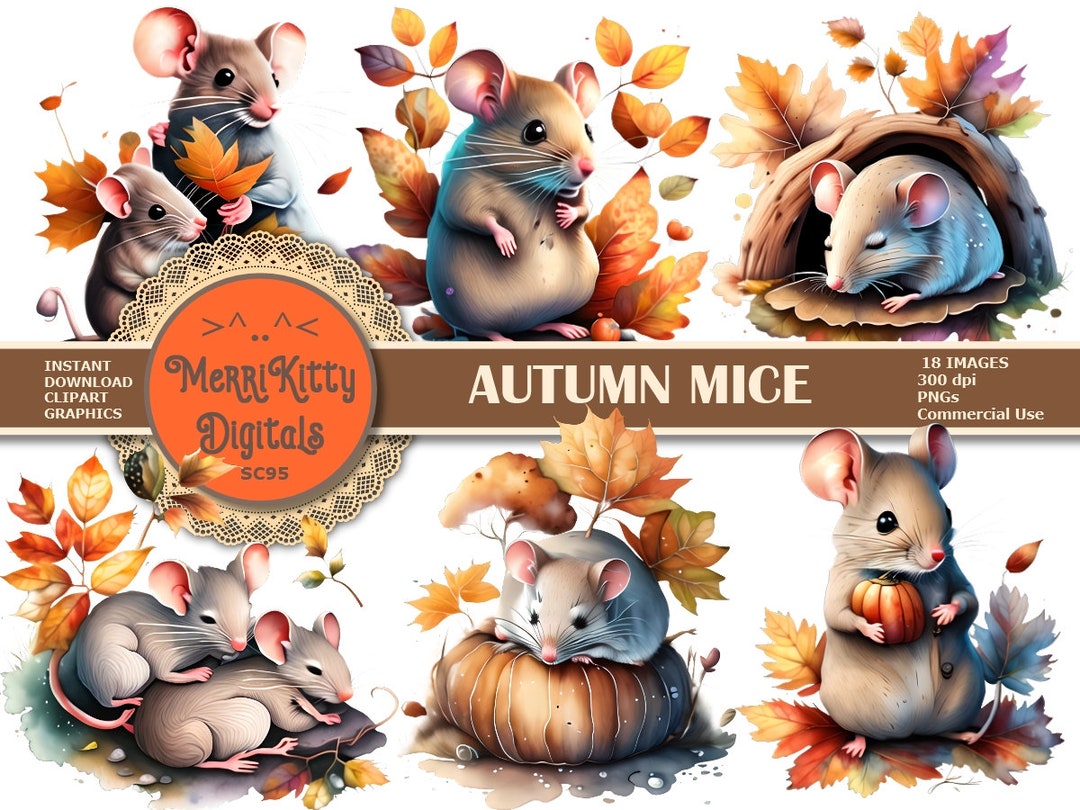 Autumn Mice Clipart SC95 18 Mice Graphic Images Downloadable Commercial ...