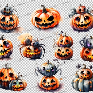 Scary Cute Pumpkin Clipart SC32 31 Pumpkin Graphic Images Instant ...