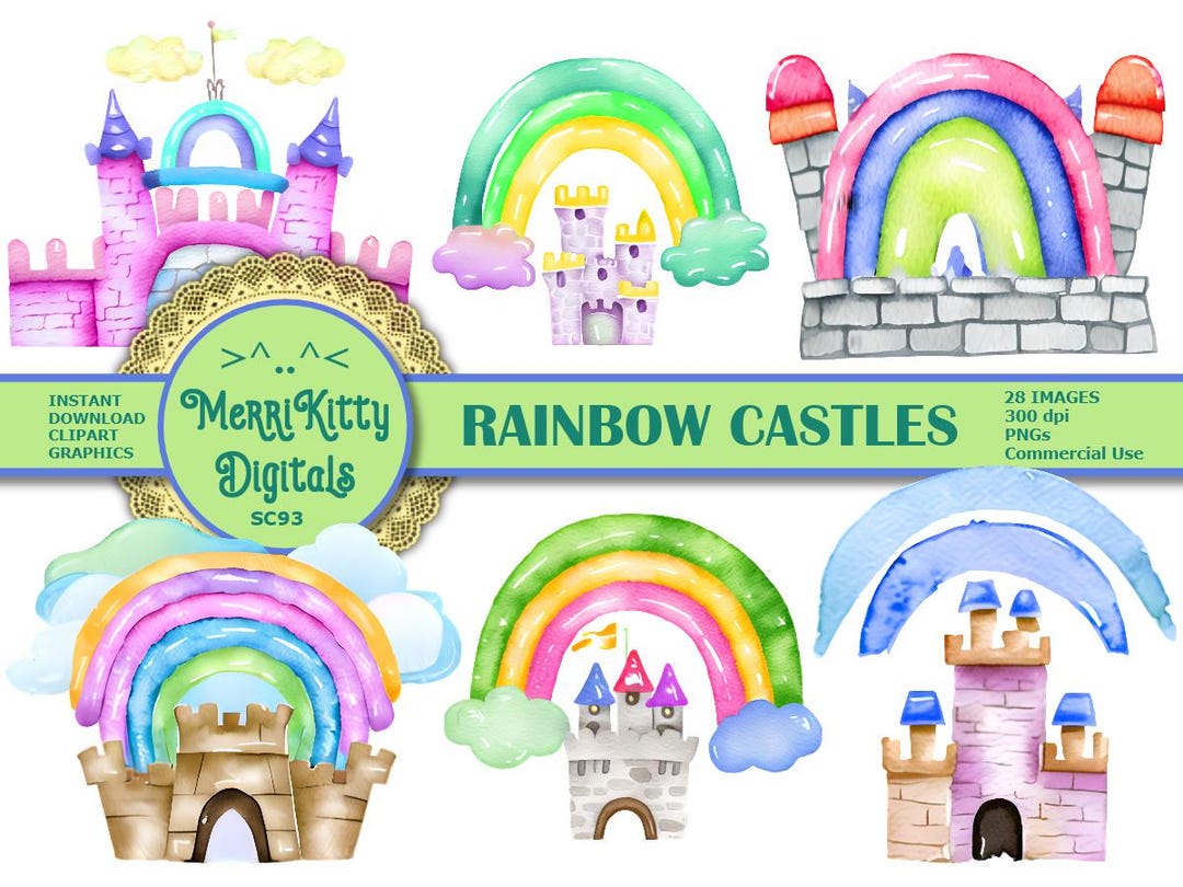 Rainbow Castles Clipart SC93 28 Castle Graphic Images Instant Download ...