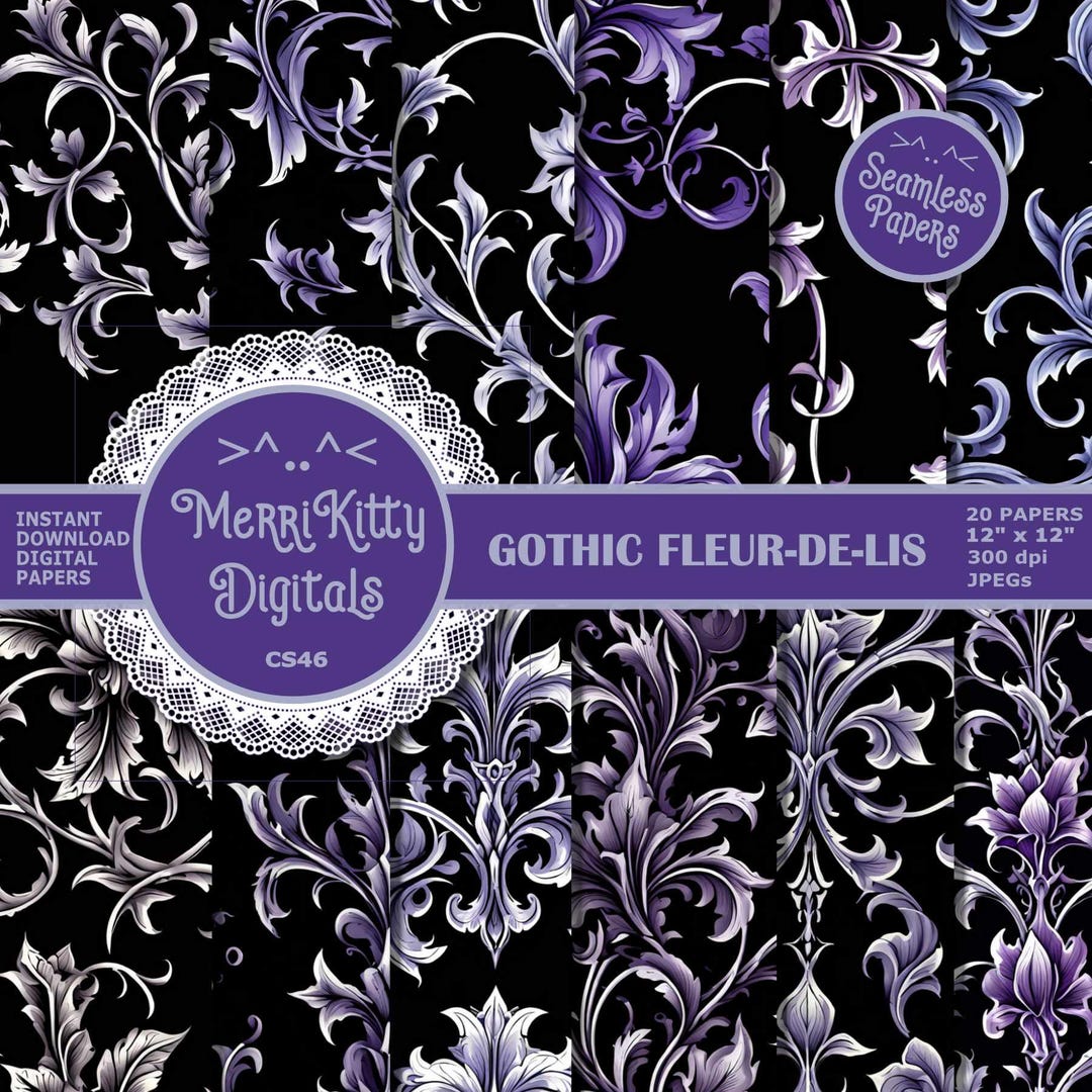 Gothic Fleur-de-lis Digital Seamless Papers CS46 20 12x12 Digital ...