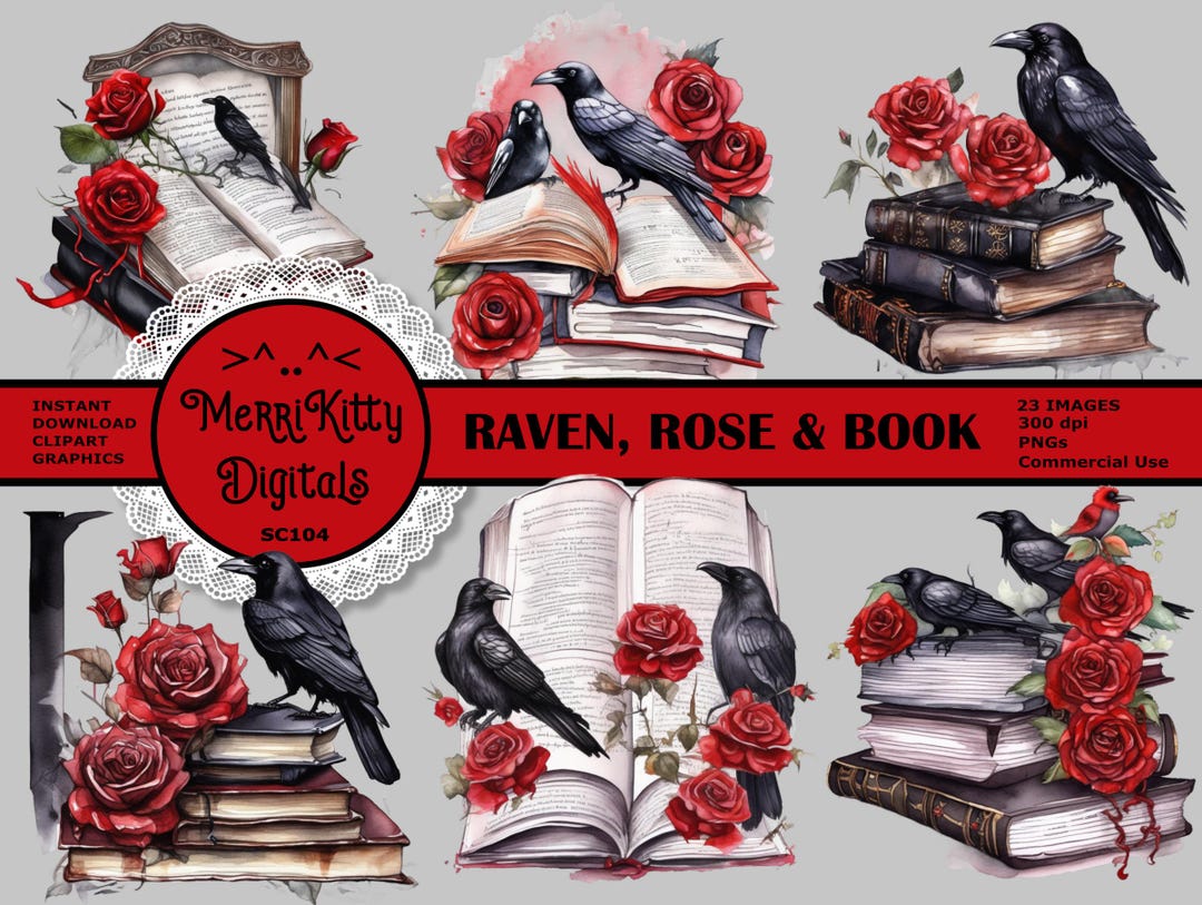 Gothic Raven Clipart SC104 23 Spooky Raven Graphic Images Gothic ...