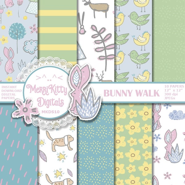 Bunny Digital Papers - Etsy