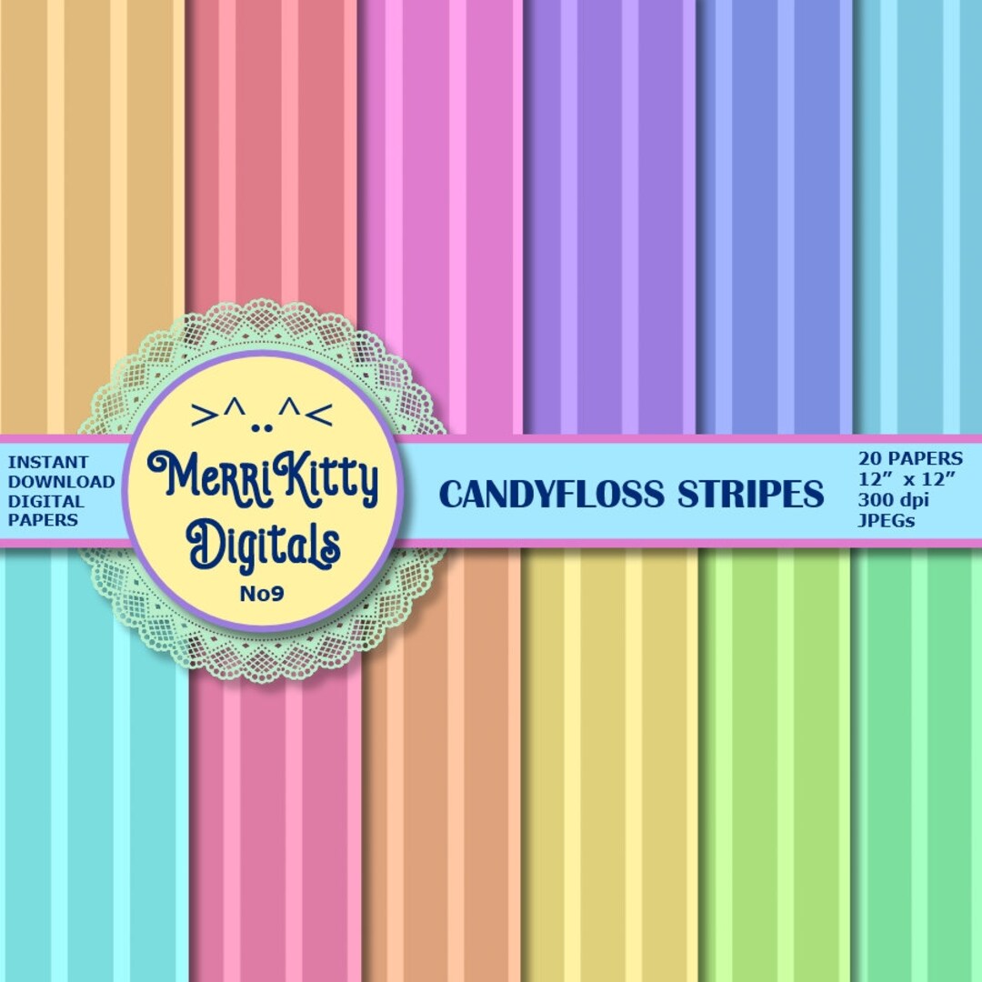 Pastel Stripes Digital Papers NO.9 20 12x12 Digital Papers INSTANT ...