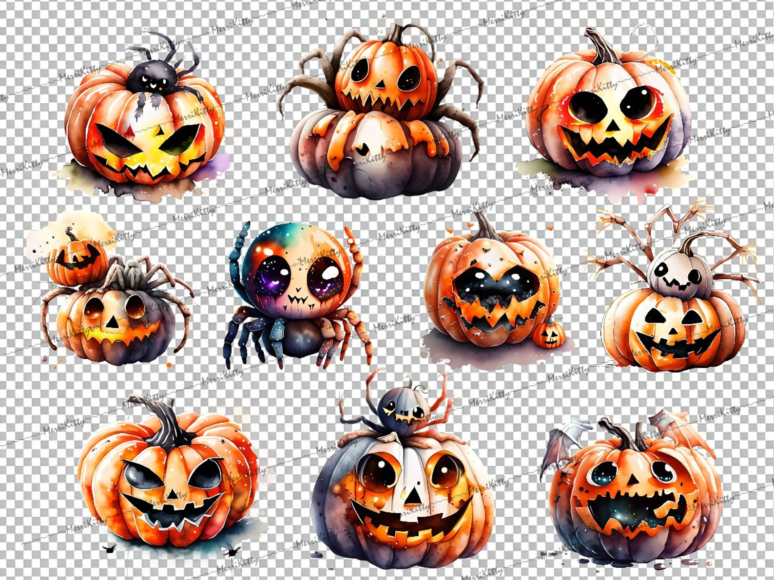 Scary Cute Pumpkin Clipart SC32 31 Pumpkin Graphic Images Instant ...