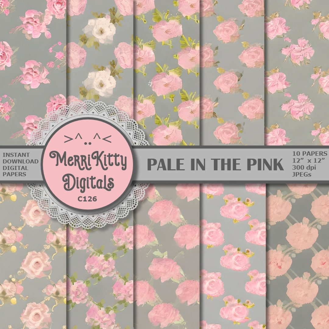 Pale in the Pink Digital Scrapbook Papers C126 10 12x12 Digital Papers ...