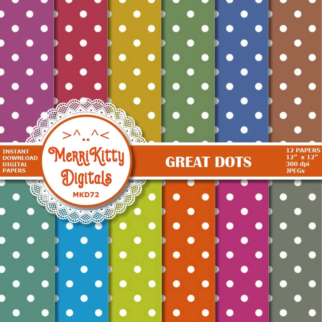 Great Dots Digital Papers MK72 Instant Download Spots Digital Scrapbook ...