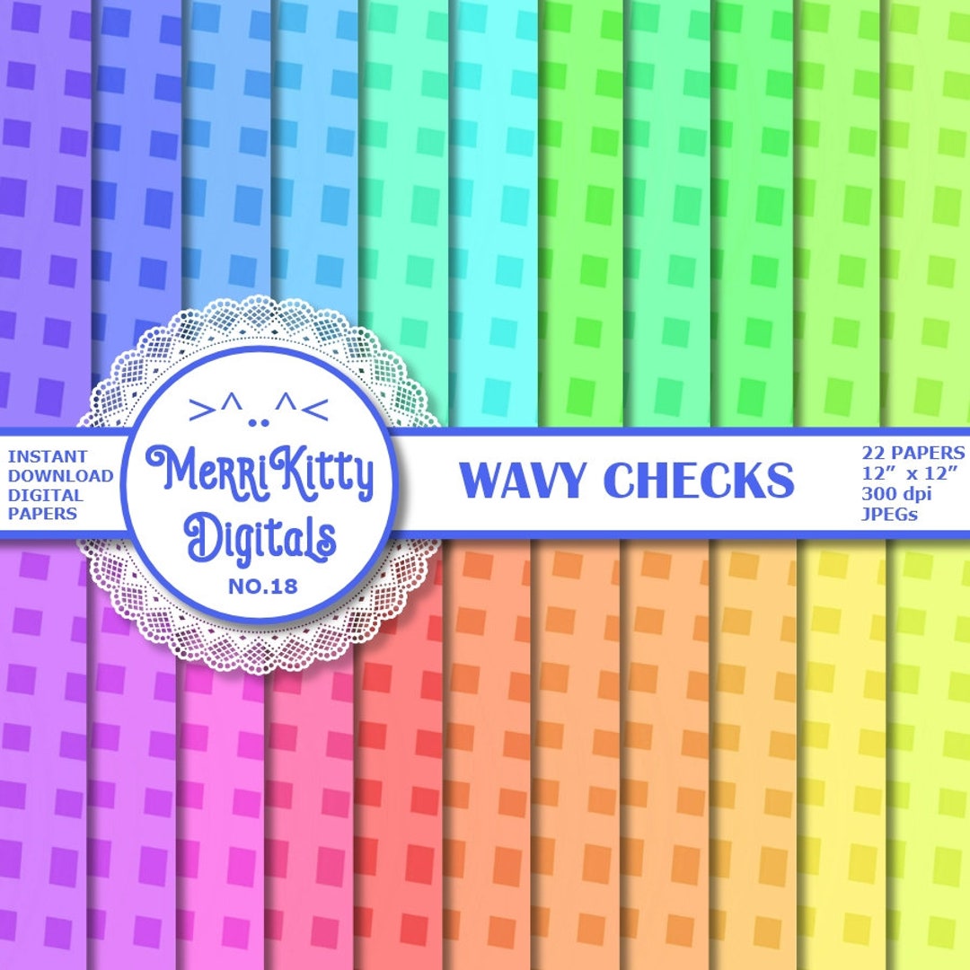 Wavy Checks Digital Scrapbook Paper Pack NO.18 INSTANT Download 22 ...
