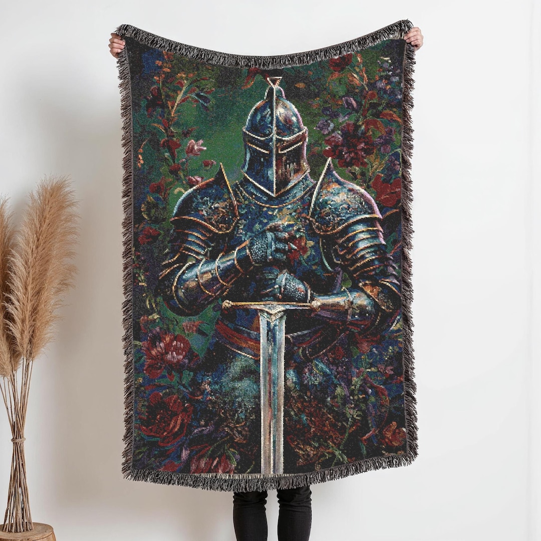 Medieval Tapestry Knight Blanket Dragon Blanket Medieval Art Castlecore ...