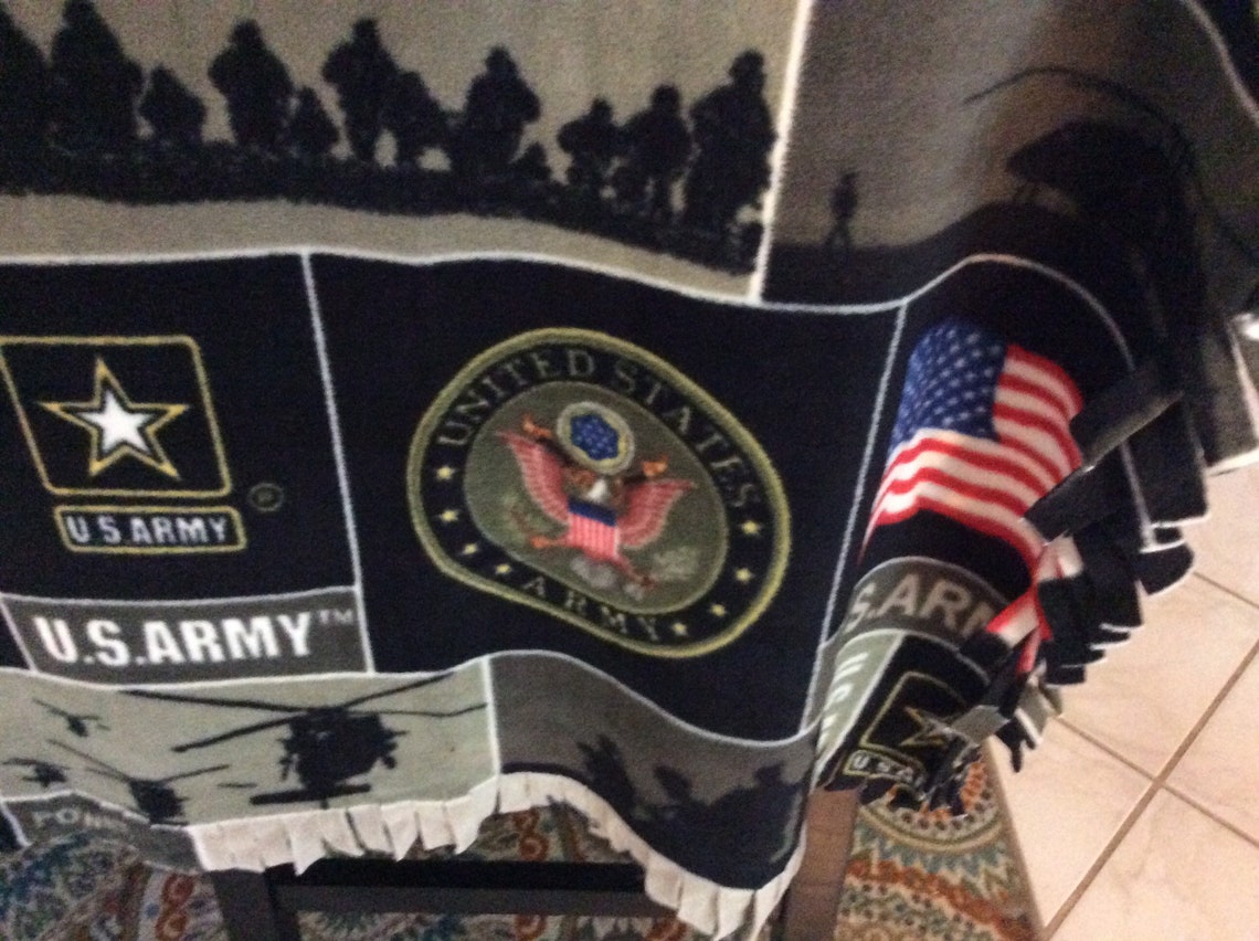 US Army Fringed Throw Custom Handmade Housewarming Gift | Etsy