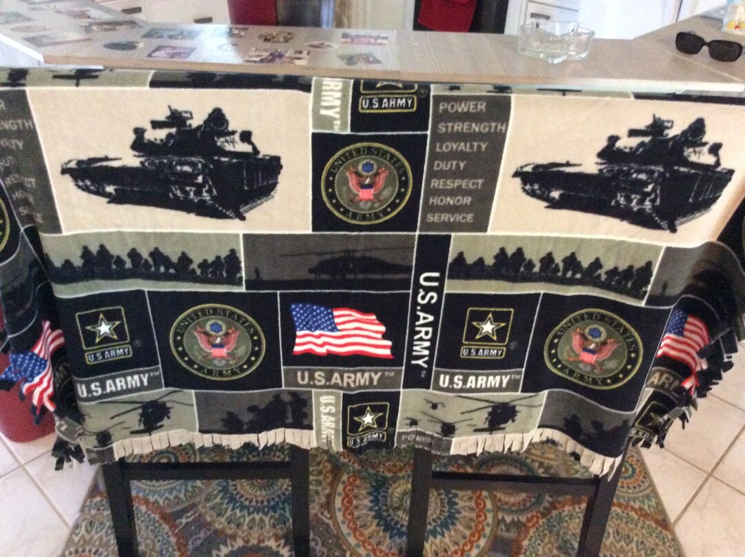 US Army Fringed Throw Custom Handmade Housewarming Gift Military ...