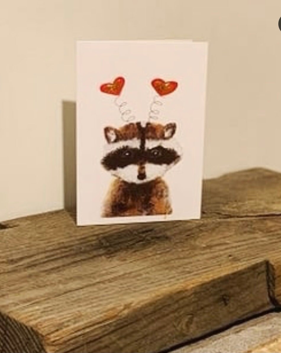 Valentine's Day Raccoon Heart, Handmade, Cute, Sweet, Funny Valentines ...