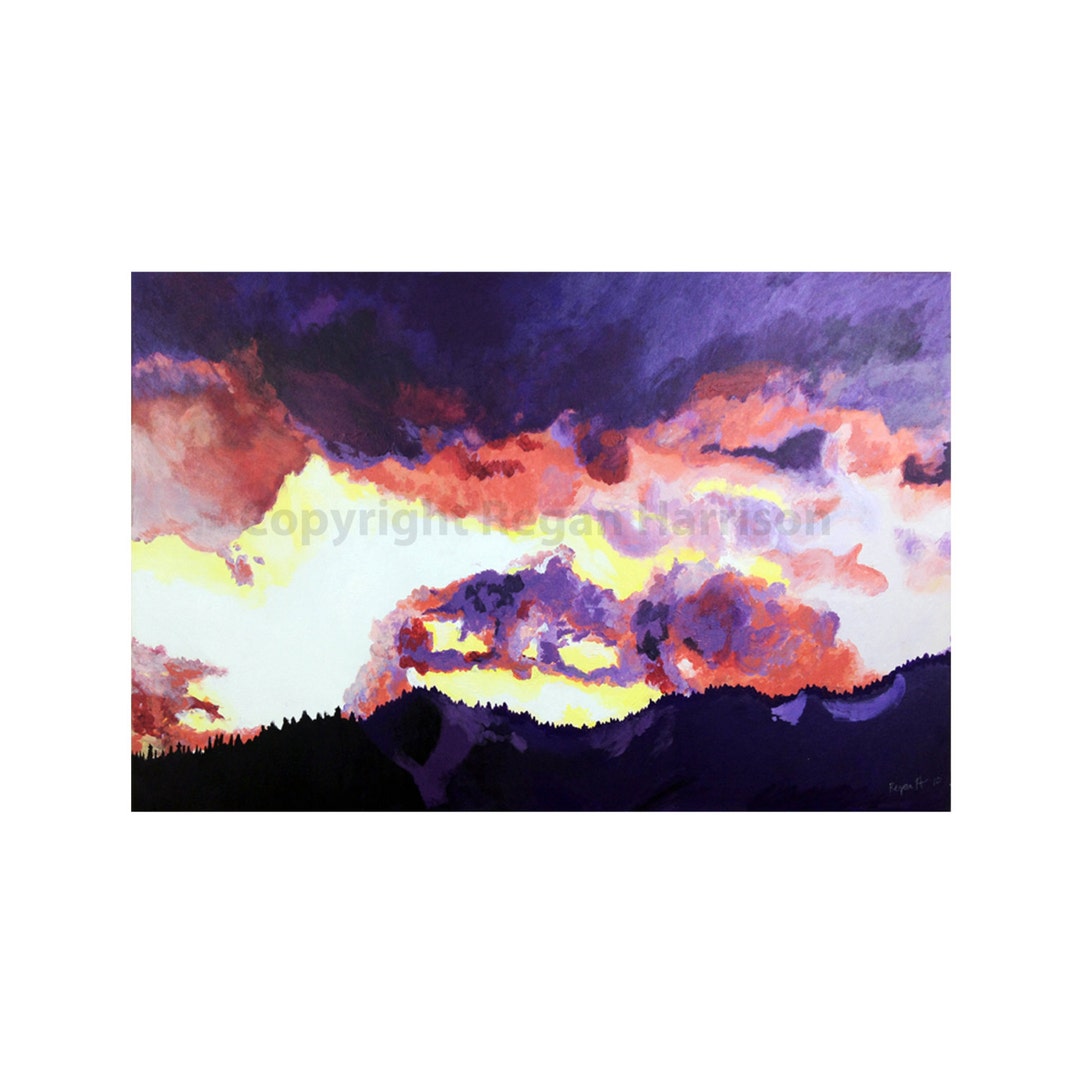 Realistic Colorful Monster Sunset Acrylic Painting 36 X 24" ORIGINAL - Etsy