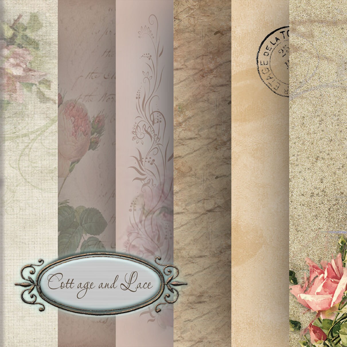 Textured Printable Background Floral Paper No 907 Neutral Digital Paper ...