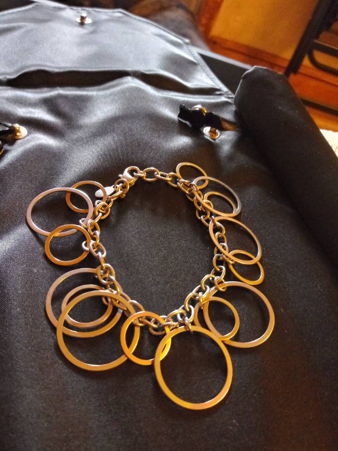 Vintage Edforce Two Toned Circles Stainless Steel Bracelet 7 1/4 Inches ...