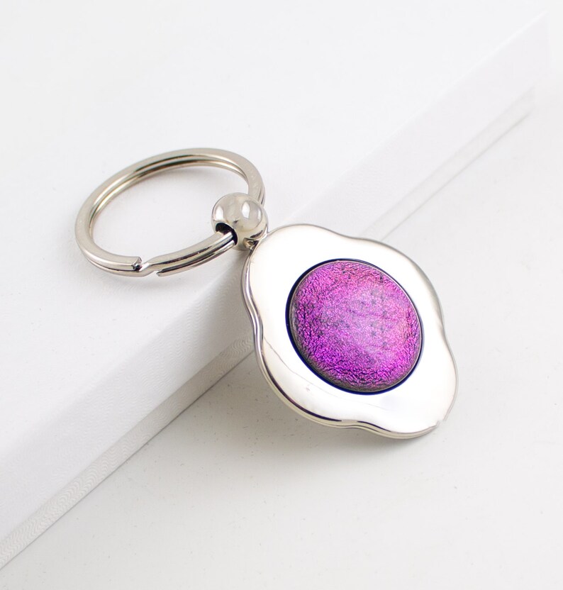 Pink Key Chain Women's Keychain Silver Key Ring 4 Leaf | Etsy