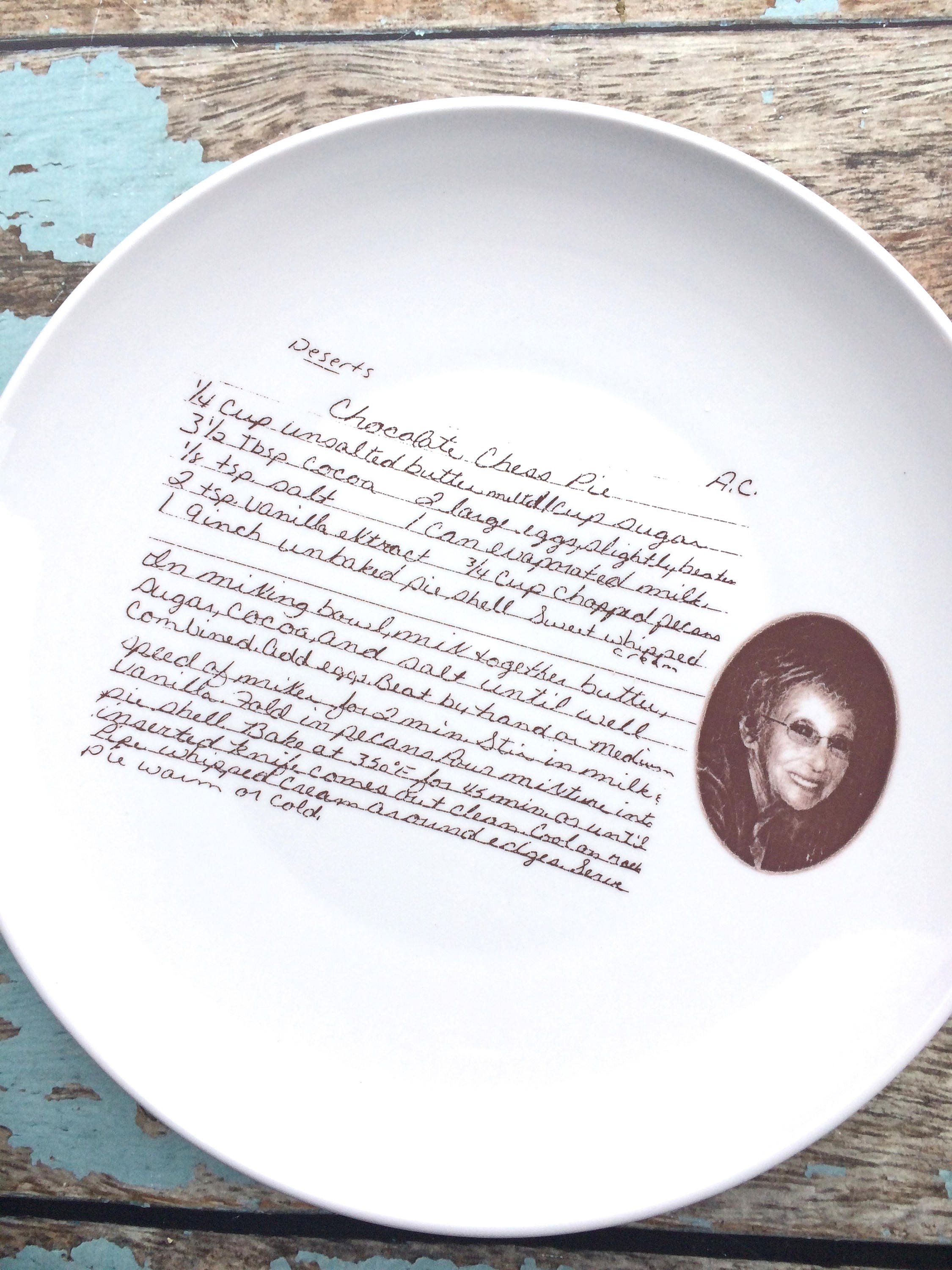 Handwriting on plate Handwritten letter memorial family | Etsy