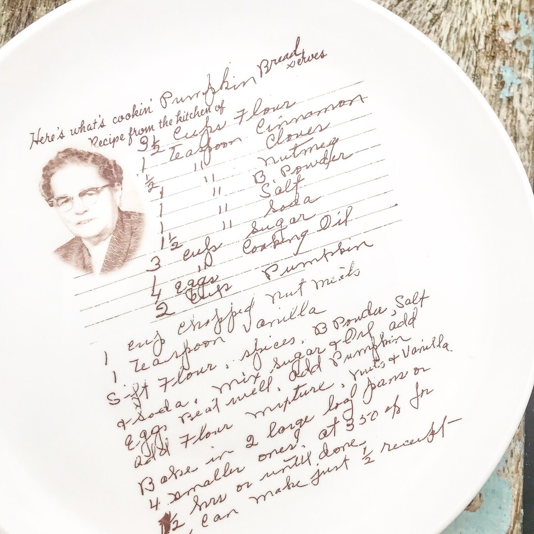 Handwritten Recipe Engraved Onto a Food Safe Plate - Perfect ...