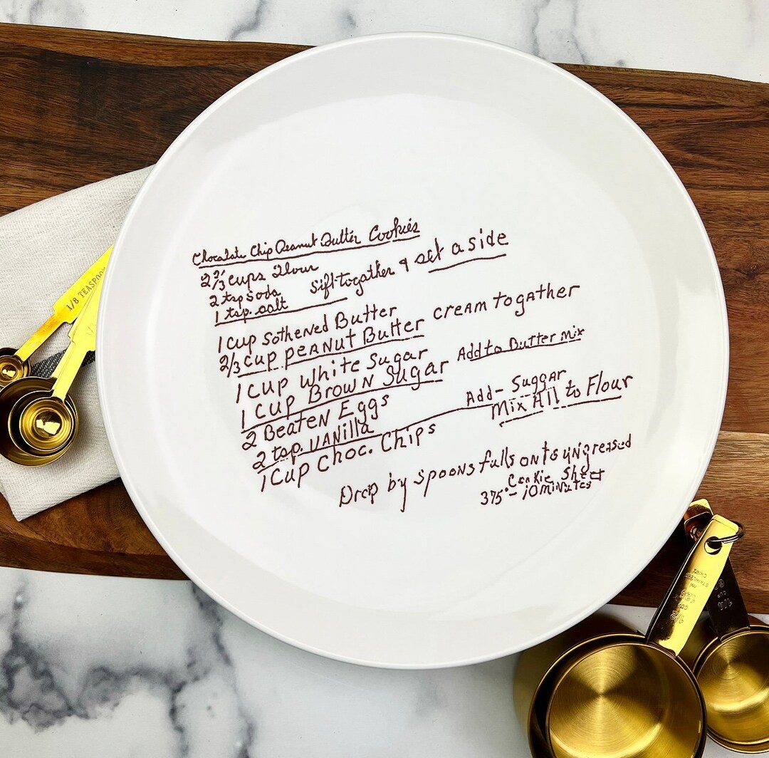 Handmade Round Ceramic Dinner Plate With Personalized Recipe - Unique ...