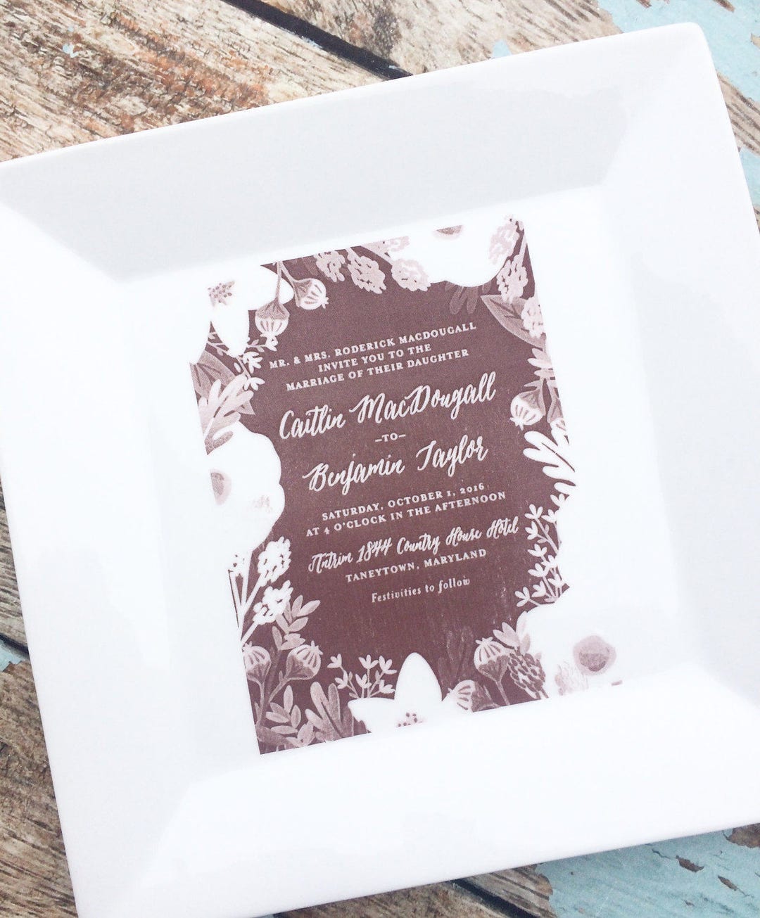 Custom Plate With Your Wedding Invitation, Perfect for a Centerpiece or ...