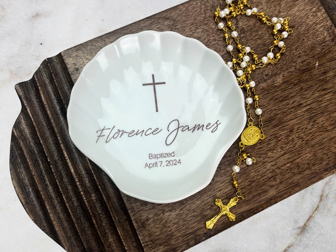 Personalized Baptism Shell Ceramic White 4.25 Inches Christening Gift ...