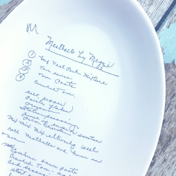 Your actual handwriting engraved onto a ceramic plate. | Etsy