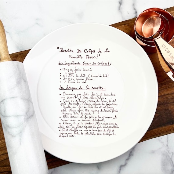 Recipe Display Plate Plate With Recipe Your Handwriting | Etsy