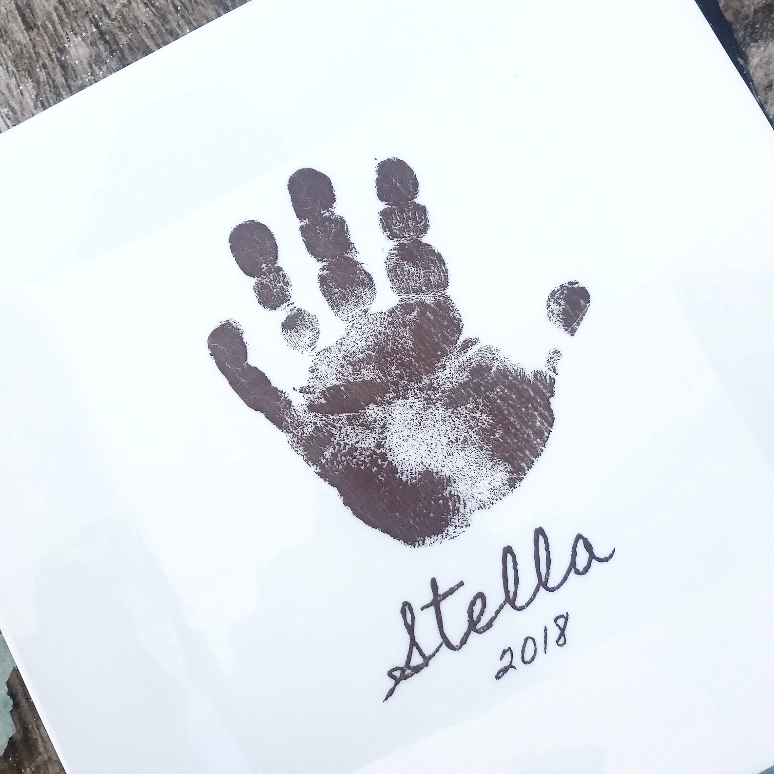 Kids Handprint Engraved on a Wall Hanging Plate Perfect - Etsy