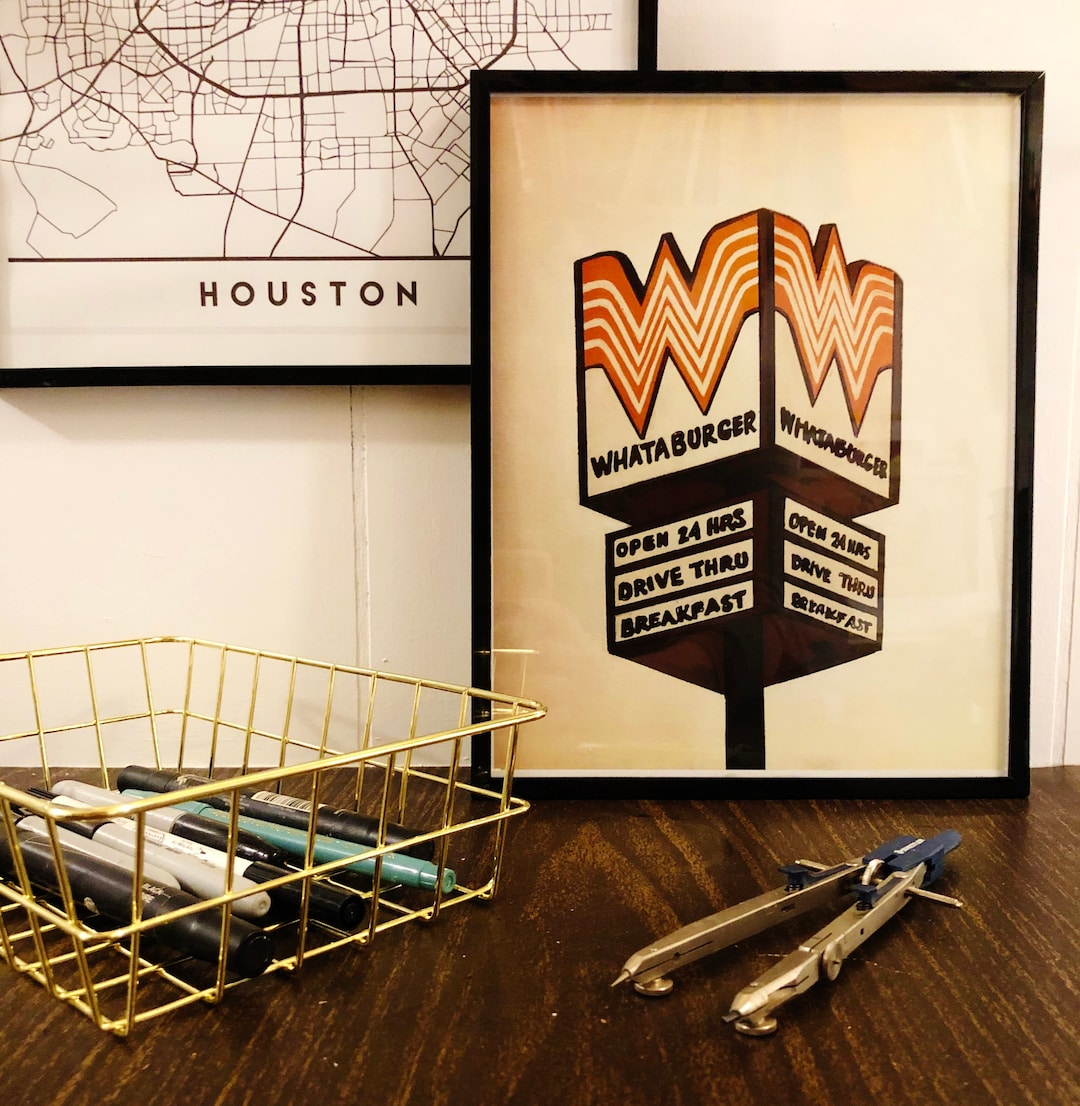 PRINT Vintage Whataburger Sign Houston - Etsy