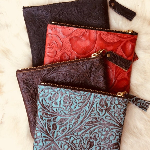 Leather Zipper Pouch - Etsy