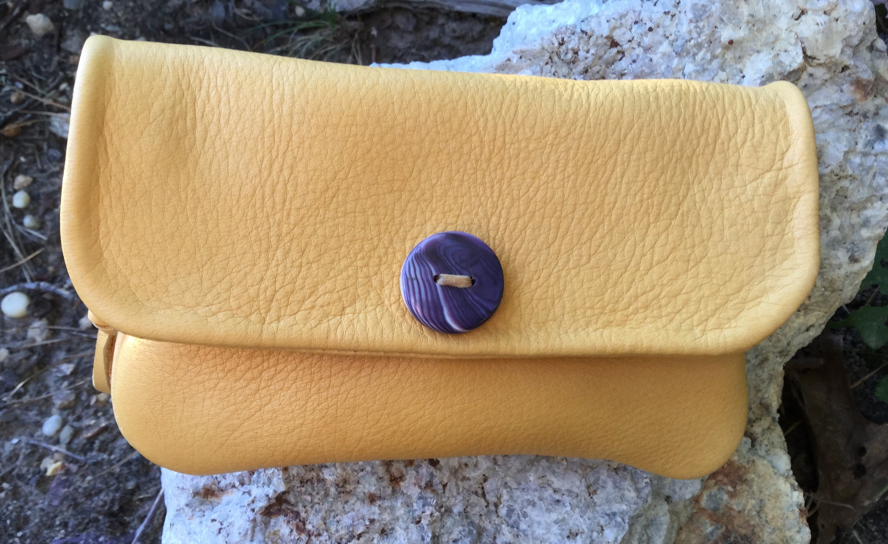 Deerskin Leather Wallet With Magnetic Snap and Wampum Button - Etsy