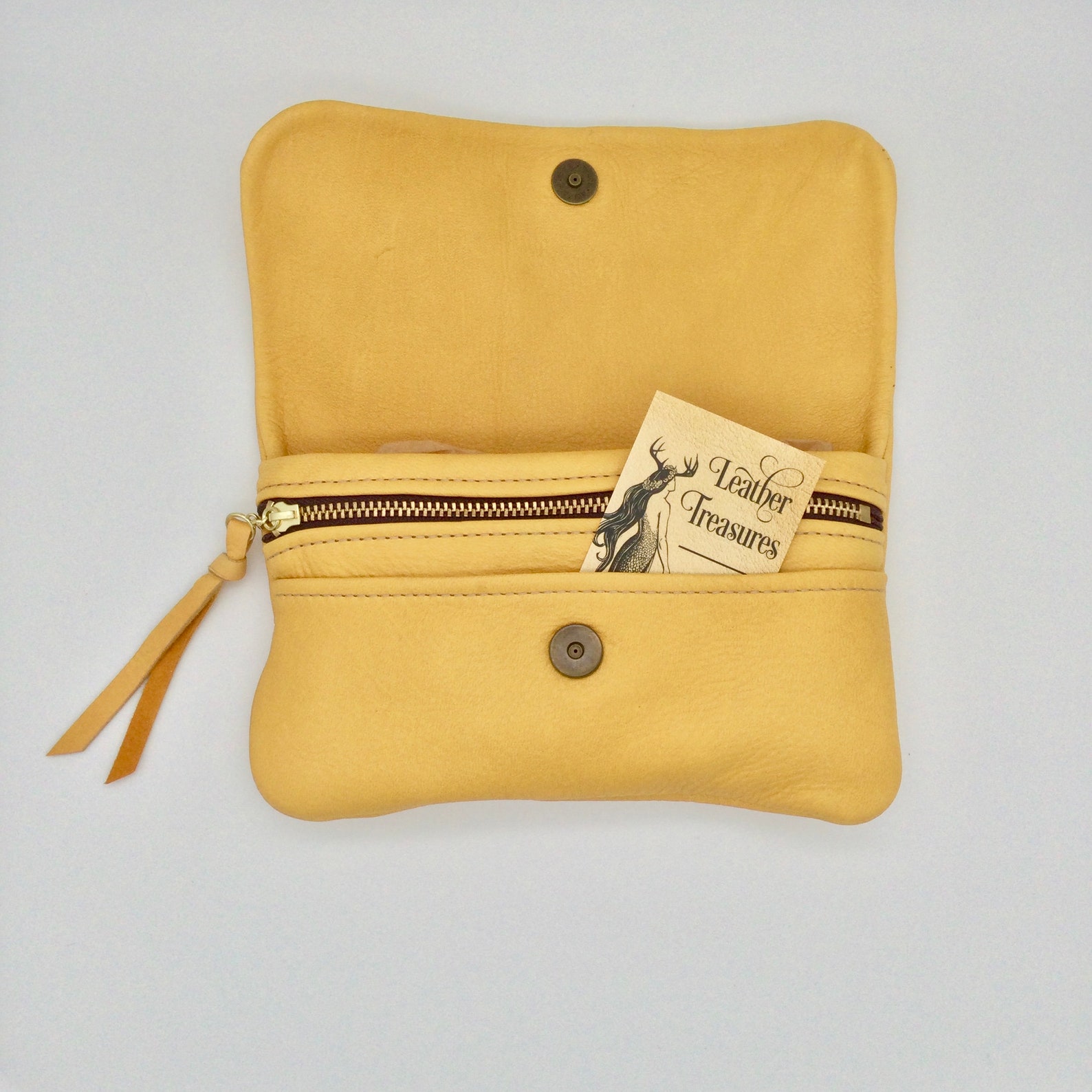 Deerskin Leather Wallet With Magnetic Snap and Wampum Button - Etsy