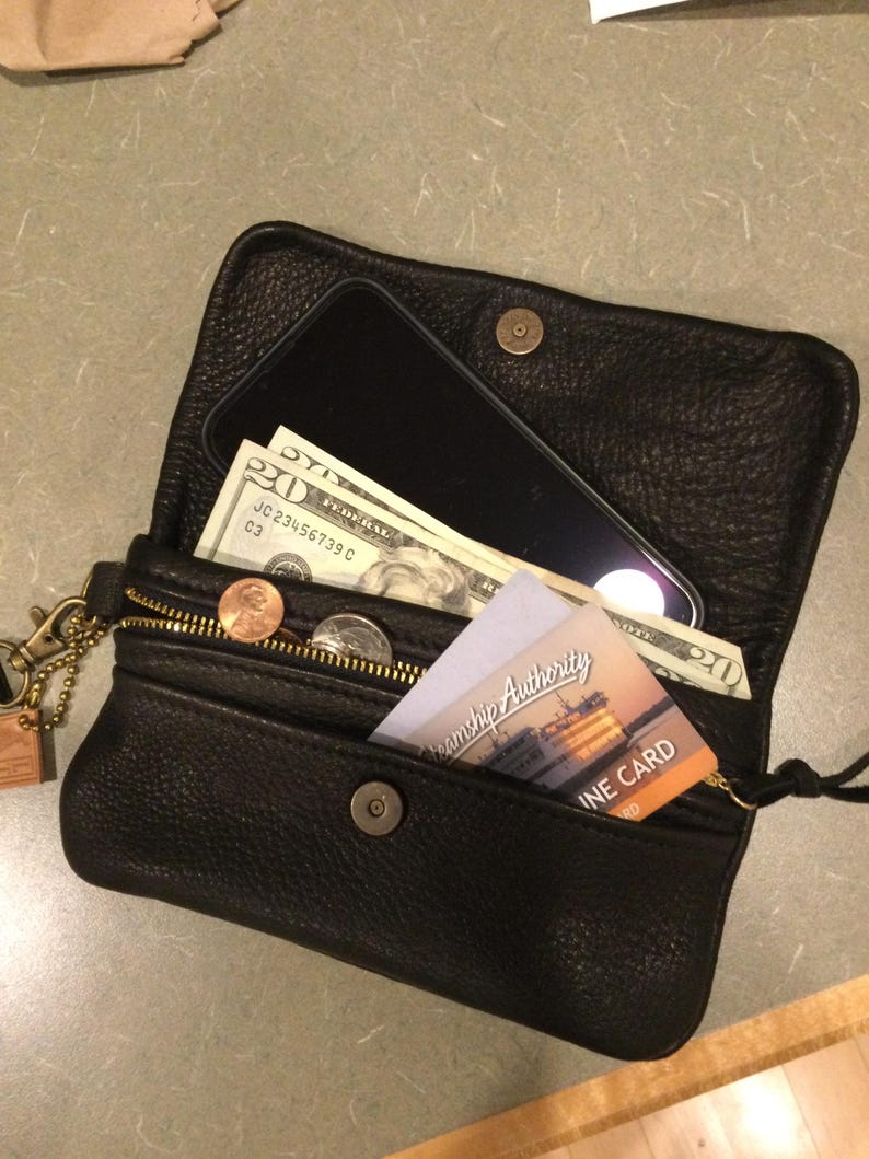 Deerskin Leather Wallet With Magnetic Snap and Wampum Button - Etsy