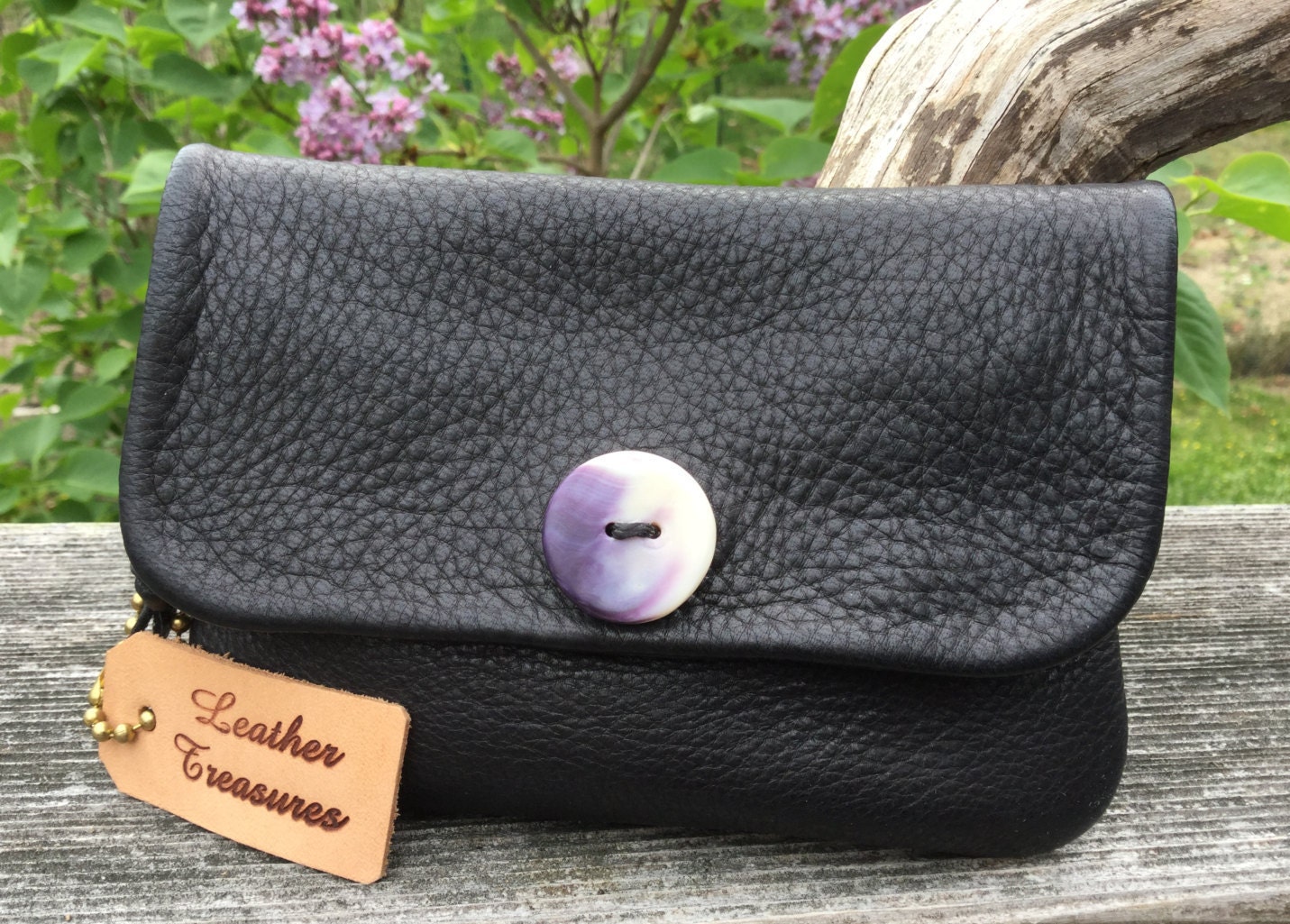 Deerskin Leather Wallet With Magnetic Snap and Wampum Button - Etsy