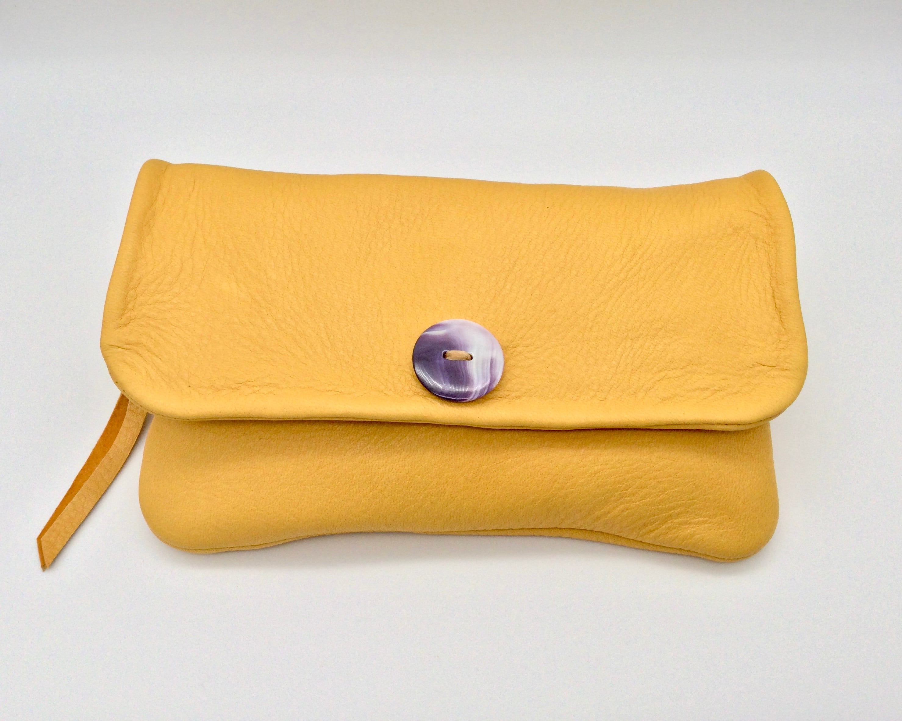 Deerskin Leather Wallet With Magnetic Snap and Wampum Button - Etsy