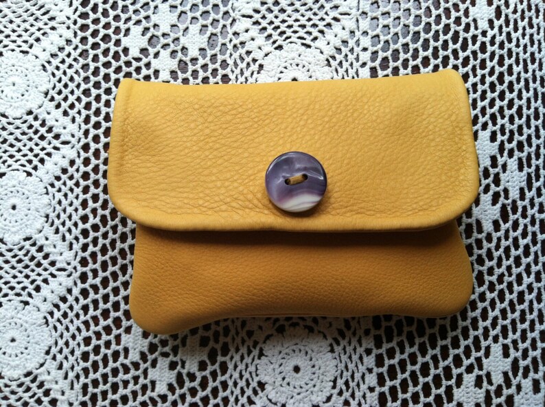 Deerskin Leather Wallet with Magnetic Snap and Wampum button | Etsy