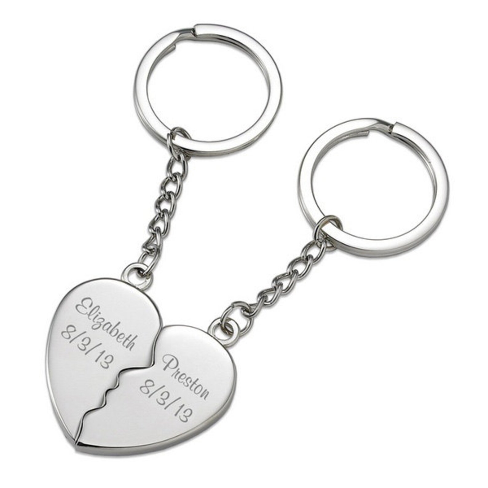 Engraved Split Heart Keychain Set - Etsy