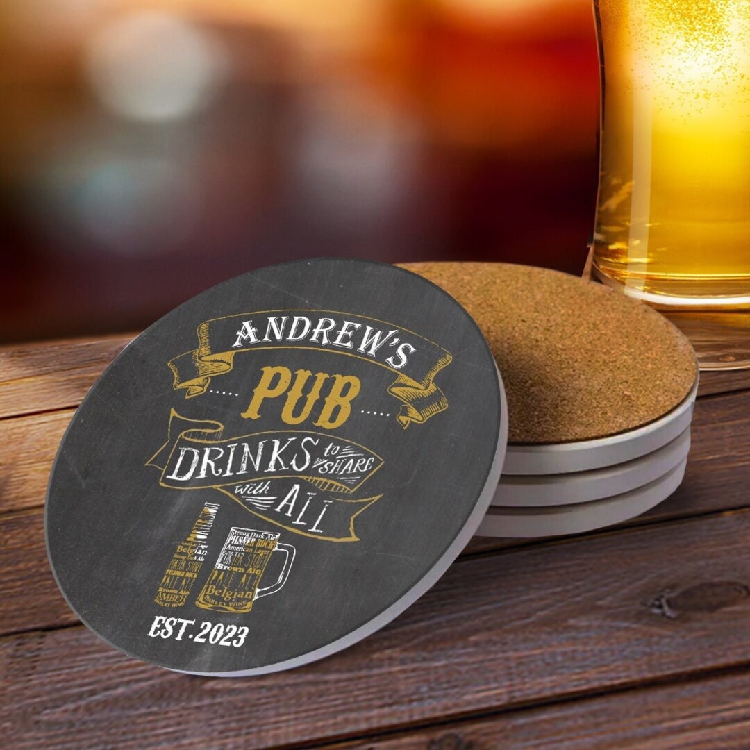 Personalized Pub Coasters Customized for Couples Perfect for Man Caves ...