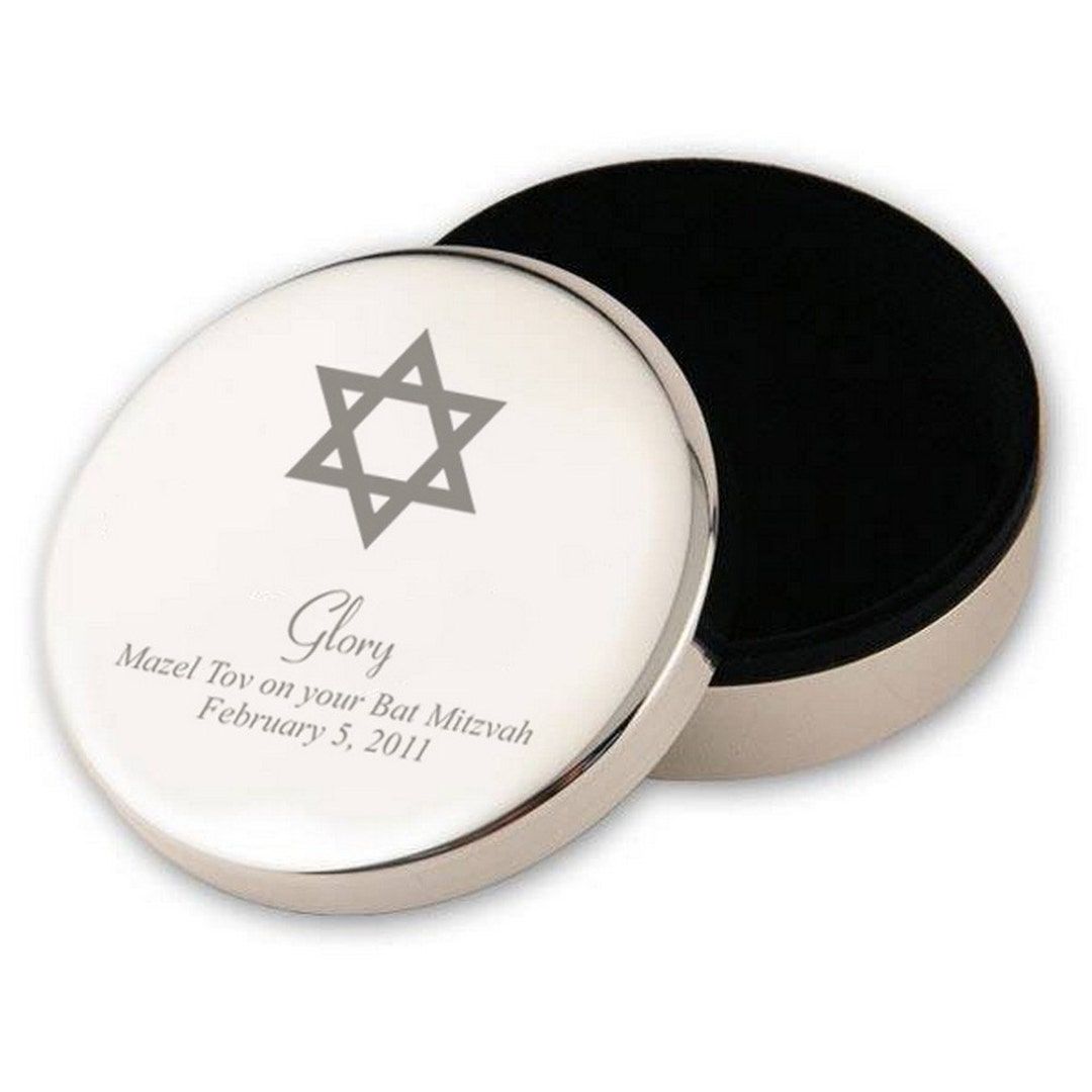 Silver Star of David Engraved Round Keepsake Box - Etsy
