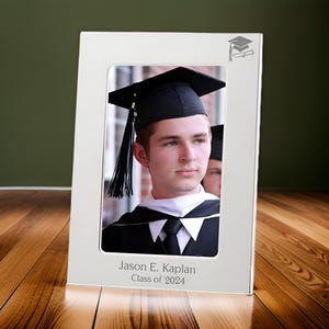 Engraved Custom Silver Graduation Frame 4x6 Class of 2024 Personalized ...