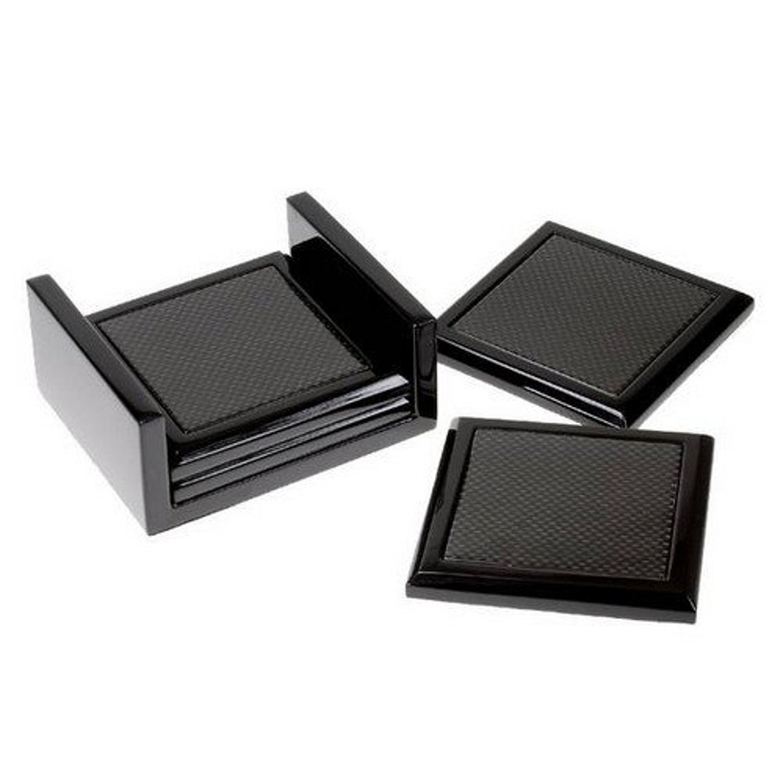 Customized Ultra-modern Black Carbon Fiber Coaster Set - Etsy