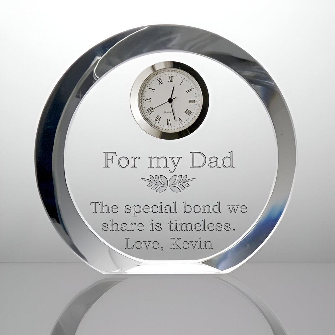 Engraved Crystal Desk Clock for Dad- Personalized Custom Sphere Shaped ...