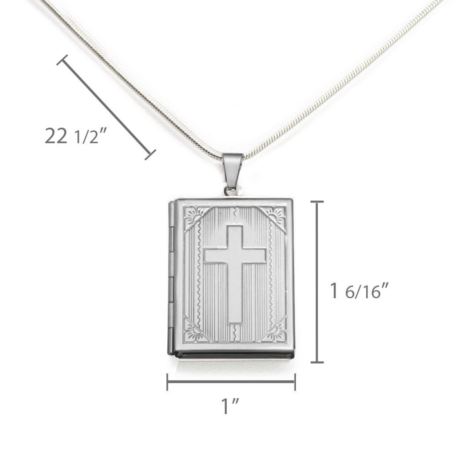 Silver Holy Bible Photo Locket Necklace Custom Engraved Cross | Etsy