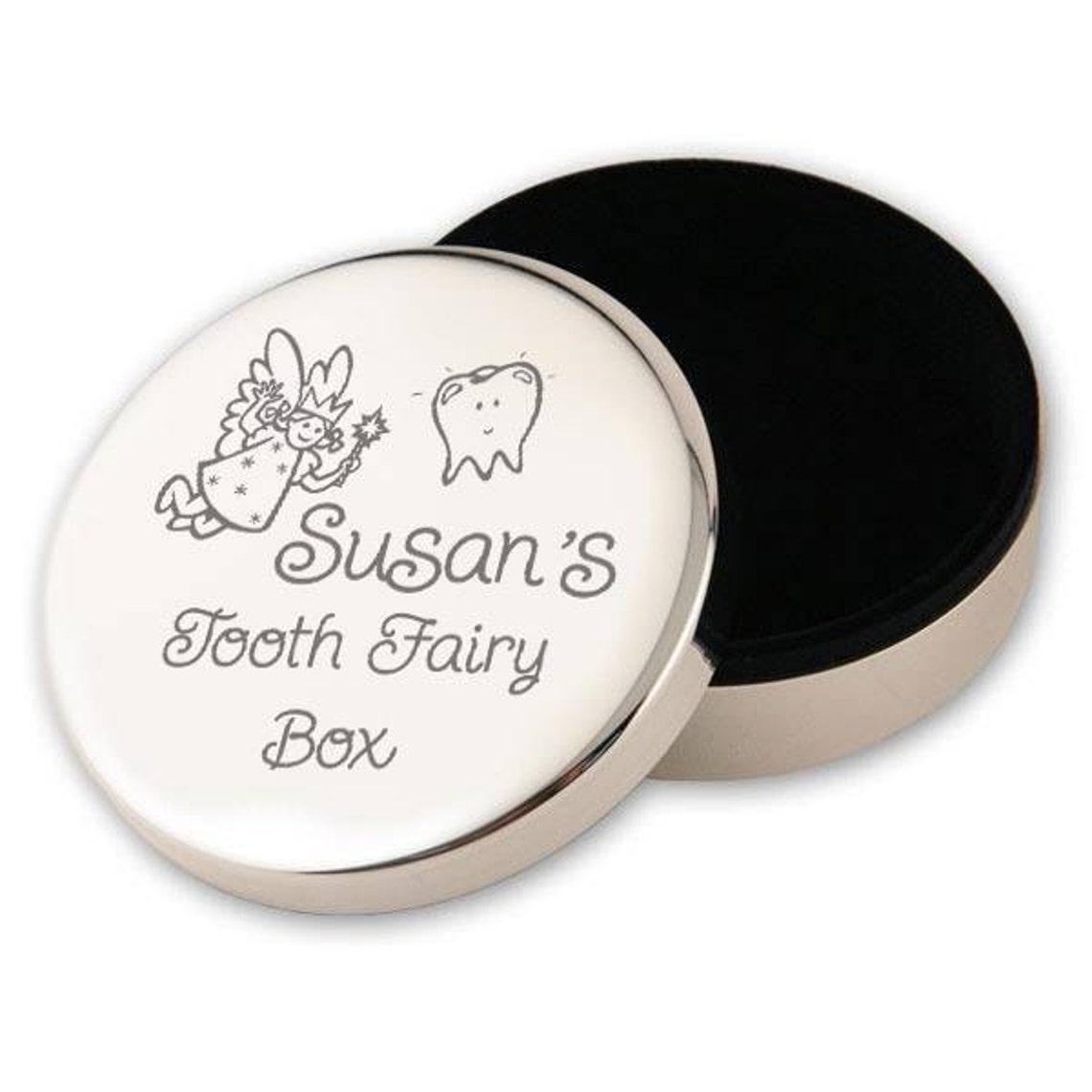 Engraved Round Silver Plated Tooth Fairy Box - Etsy