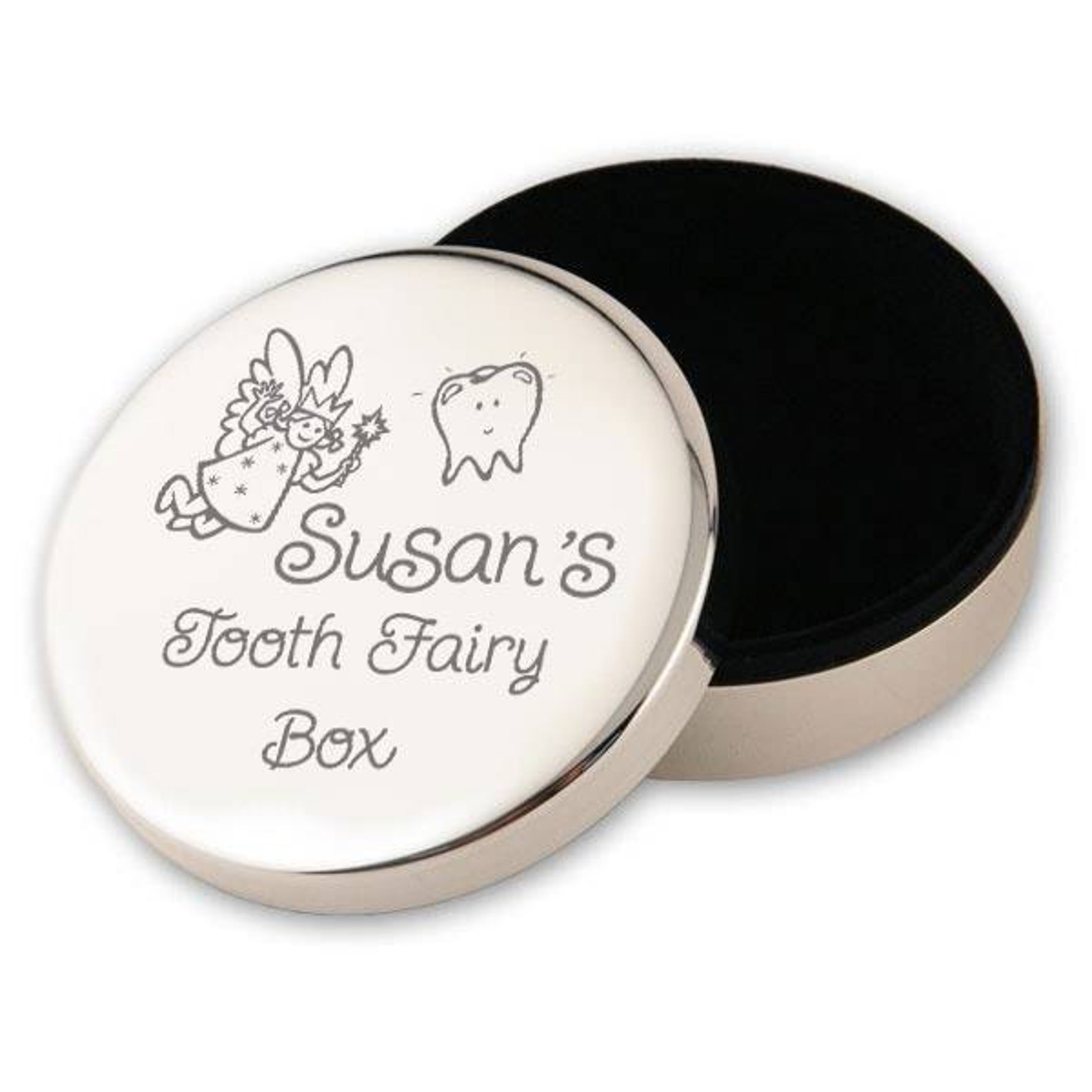 Engraved Round Silver Plated Tooth Fairy Box - Etsy