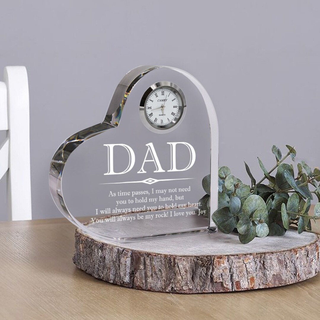 Personalized Father's Day Crystal Heart Clock- the Perfect Gift for Dad ...